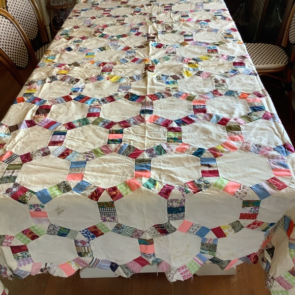 Vintage | Bedding | Vintage Scrap Pieced Quilt Top Feed Sack Cotton ...